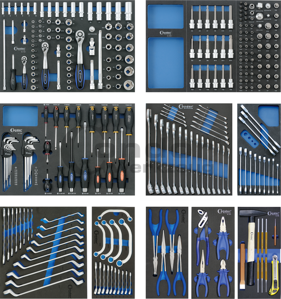 Servante atelier avec plateau ABS | 8 tiroirs | Avec 294 outils