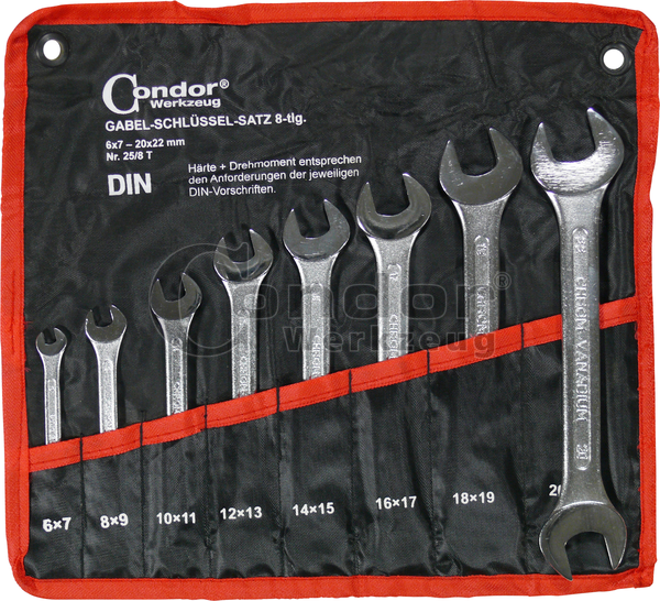 Clés à fourche | Jeu de 8 ou de 12 | 6-32 mm | 25/8T