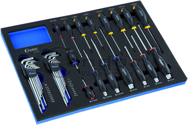 Outils de vissage | Assortiment 34 pcs | Module servante d'atelier